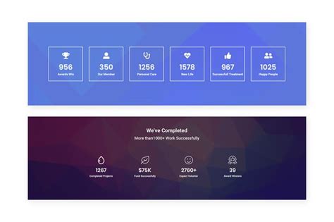 10 statistics counter widget design for web ui kit websites ux and ui