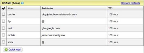 How To Add A Custom CNAME DNS Record John Chow Dot Com