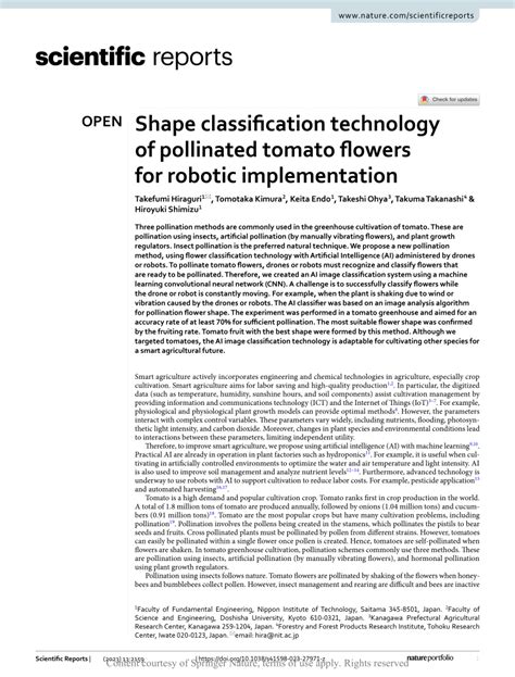 Pdf Shape Classification Technology Of Pollinated Tomato Flowers For Robotic Implementation