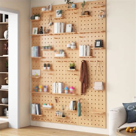 Aligma Wooden Pegboard Wall Mounted Display Storage Pegboard Panel Kit