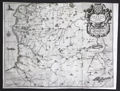 Artois Comte Nord De La France Carte Map Gravure En Cuivre Environ 1650