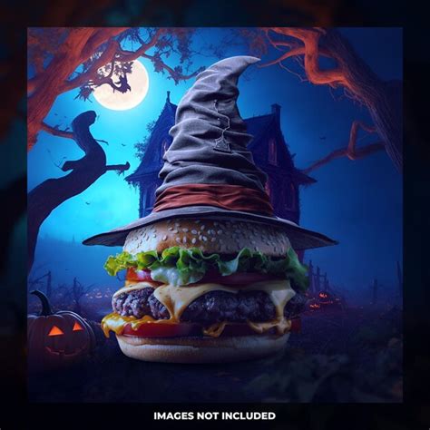 Premium Psd Spooky Burger Design For Halloween