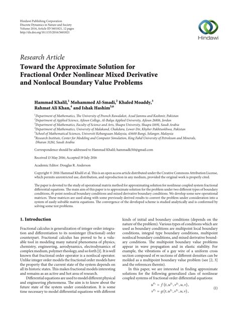 Pdf Toward The Approximate Solution For Fractional Order Nonlinear Mixed Derivative And