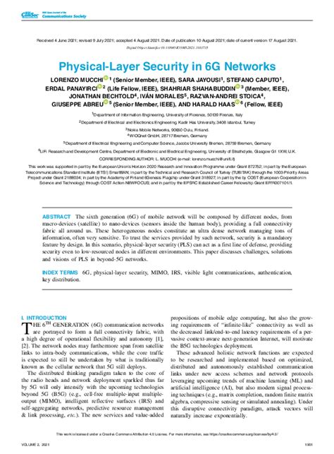 Pdf Physical Layer Security In 6g Networks
