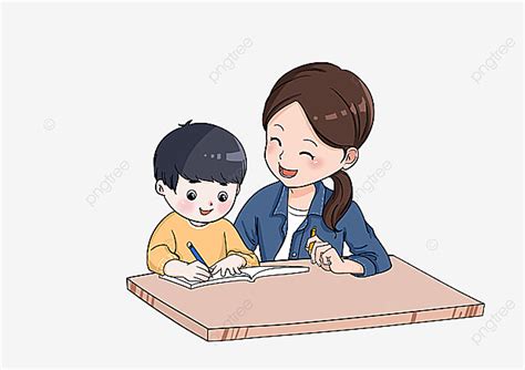 부모는 자녀와 함께 일러스트 공부합니다 배우다 꼬마 아이 Png 일러스트 및 Psd 이미지 무료 다운로드 Pngtree