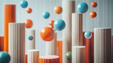 Abstract Geometric Composition With Floating Colorful Spheres And Cylinders Brand Insights
