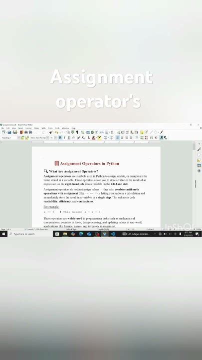 Assignment Operators In Python Pythonprogramming Pythontutorial