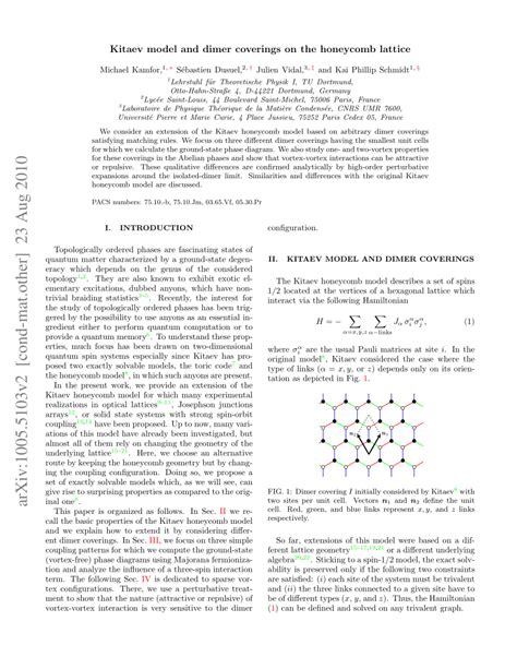 Pdf Kitaev Model And Dimer Coverings On The Honeycomb Lattice