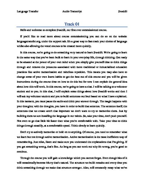 Swahili Course Transcript Pdfcoffee Com