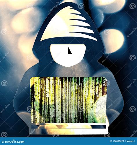 Hacker With Computer Hooded Boy With Laptop Stock Illustration