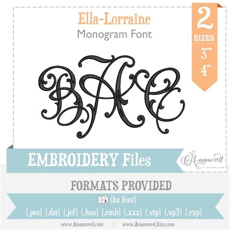 2 Sizes Medium Ella Lorraine Vintage Damask Monogram Etsy
