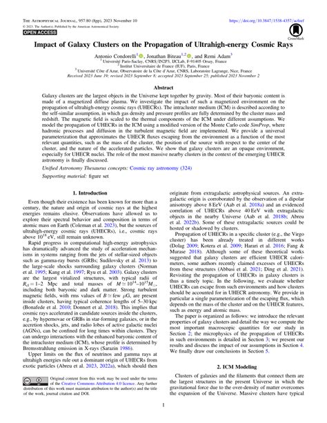 Pdf Impact Of Galaxy Clusters On The Propagation Of Ultrahigh Energy Cosmic Rays