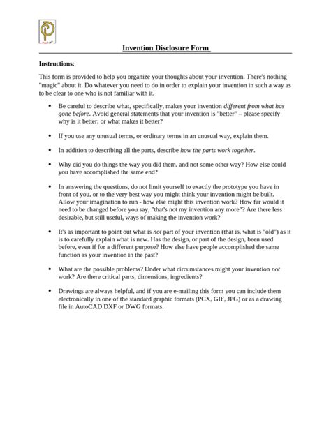 Invention Disclosure Form Pdf