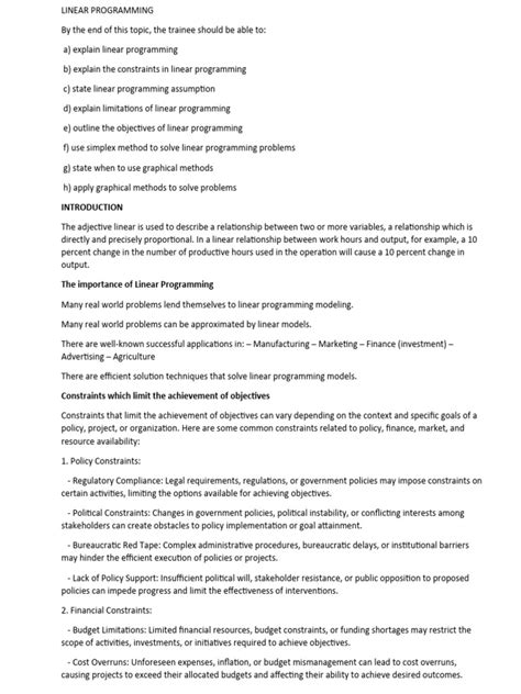 linear programming pdf linear programming policy