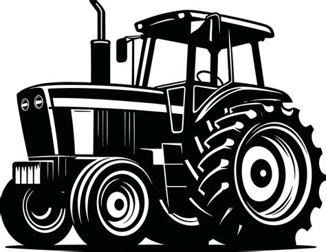 Black And White Tractor Silhouette Illustration Pro Vector 36465003