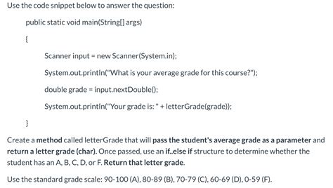 Solved Use The Code Snippet Below To Answer The Question