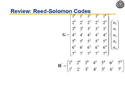Review Reed Solomon Codes Motivation Who Cares About