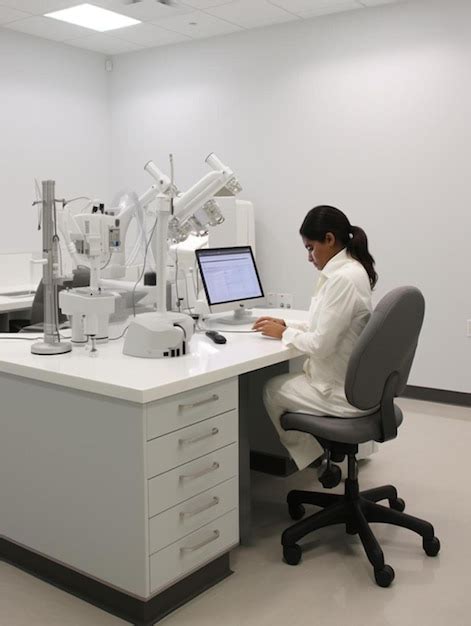 Premium Ai Image Echnician Operating Machine At Table