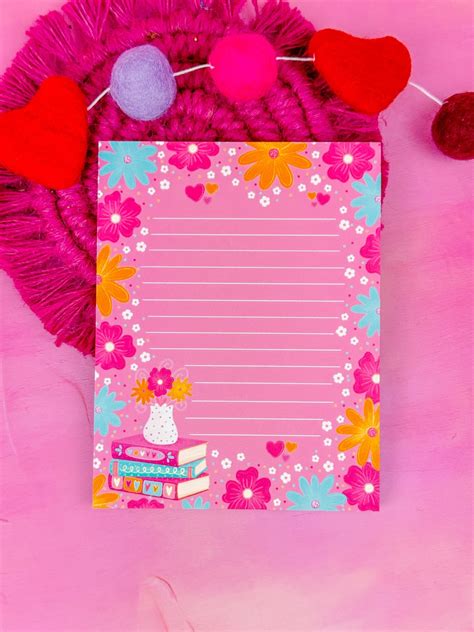Romance Book Stack Notepad 425 X 55 Bookworm T Bookish Notepad Etsy