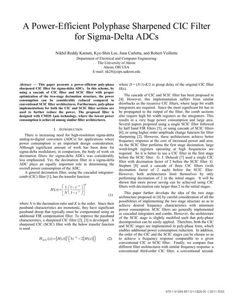 Pdf A Power Efficient Polyphase Sharpened Cic Filter For Sigma Delta Adcs
