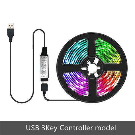 Led Strip Rgb With 24 Key Remote Control Smd 5050 Color Variable Tv Background Light Usb Power