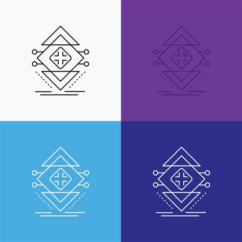 Computing Data Infrastructure Science Structure Icon Over Various Background Line Style