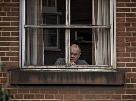 Man Looking Out Window