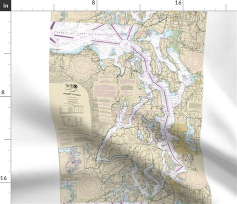 Puget Sound Nautical Map Fabric Spoonflower
