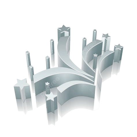 Holiday Icon 3d Metallic Fireworks With Reflectionvector Illustration