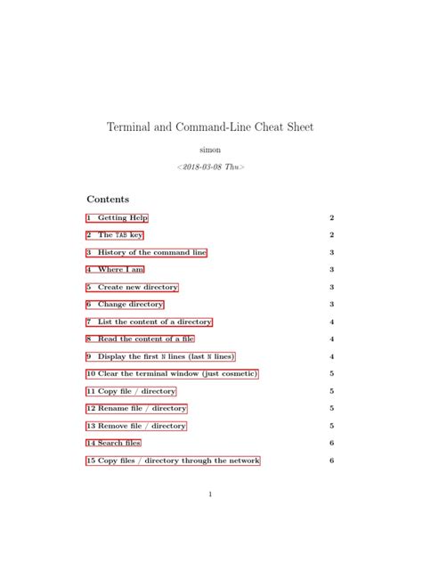 Terminal And Command Line Cheat Sheet Simon Pdf Computer File Directory Computing