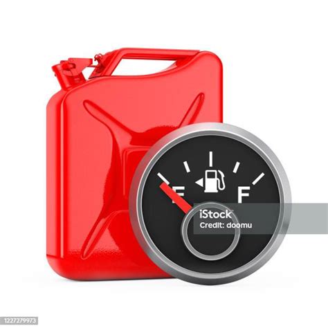 붉은 금속 제리칸 앞에 빈 탱크를 보여주는 연료 대시 보드 게이지 3d 렌더링 0명에 대한 스톡 사진 및 기타 이미지 0명 가솔린 가스 캔 Istock