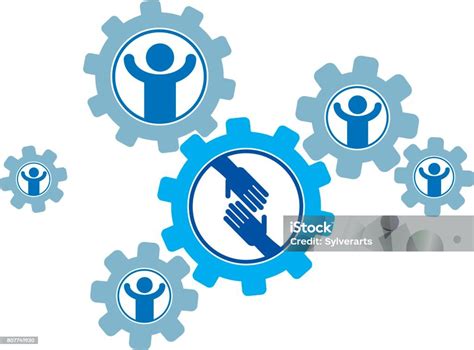 성공적인 사업 창의적인 로고 악수 거래 서명 벡터 개념적 기호 흰색 배경에 고립 특별 하 고 독특한 기호입니다 기어 및 톱니 시스템입니다 개념에 대한 스톡 벡터 아트 및