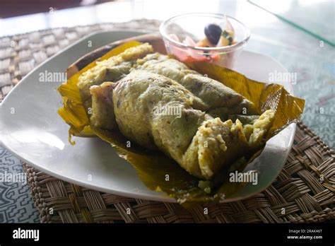 The Juane Is A Typical Dish Of The Peruvian Jungle Is Made From Rice Chicken Pieces All This