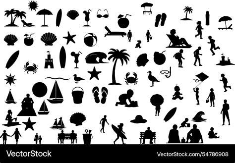 Beach Silhouette Royalty Free Vector Image Vectorstock