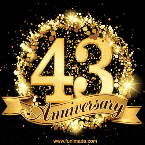43 Years Anniversary Animation With Glittering Confetti Download On