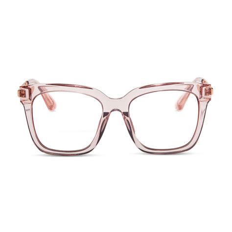 Bella Square Prescription Glasses Light Pink Crystal Diff Eyewear
