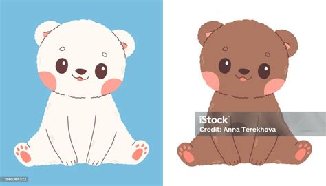 하얀 아기 곰 갈색 아기 곰 베이비 샤워 포스터 엽서를 위한 두 개의 귀여운 캐릭터가 있습니다 벡터 그림 갈색에 대한 스톡 벡터 아트 및 기타 이미지 Istock