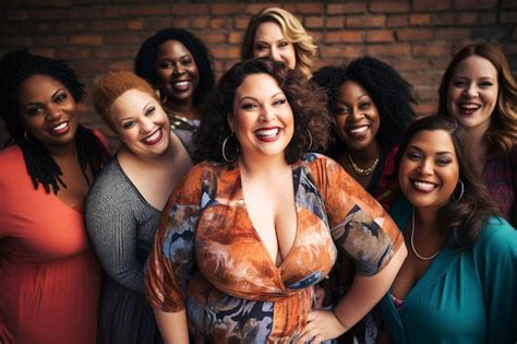 Premium Ai Image Group Of Curvy Women With Different Body And