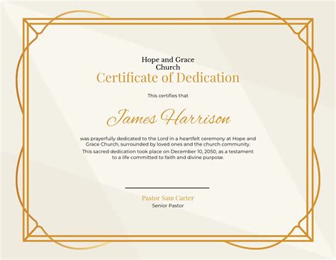 Free Church Certificate Of Dedication Template To Edit Online