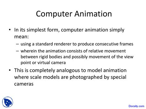 Computer Animation Multimedia Computing Lecture Slides Docsity