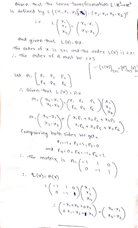 [solved] for the following linear transformation l mapping r3 into r2