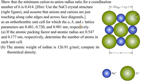 Solved Show That The Minimum Cation To Anion Radius Ratio For A