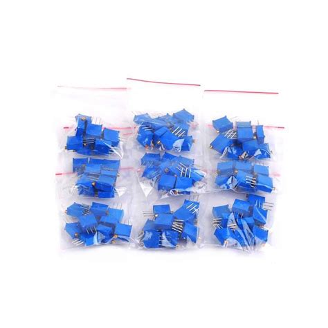 90PCS LOT 3296 Variable Resistors Potentiometer 9 Values 10pcs W101 W102 W103 W104 100ohm 500K