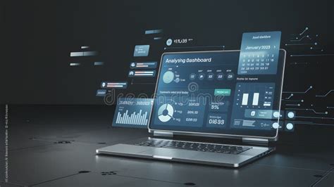 Modern Laptop Screen Showing Business Data Analysis Dashboard Digital