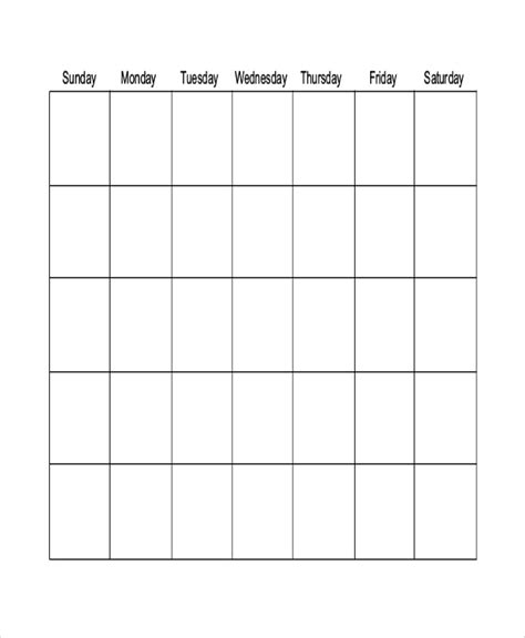 Blank Mini Calendar Printable Free Printable