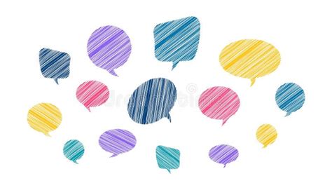 Set Of Speech Bubble Text With Trendy Scribble Texture Chatting Box Message Box Design Stock