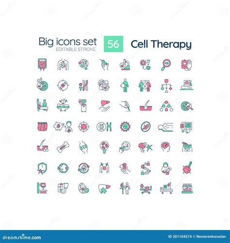 2d Editable Multicolor Big Linear Icons Set For Cell Therapy Stock Vector Illustration Of