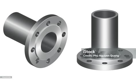 강철 플랜지 긴 용접 목 플랜지 관 이음쇠 3d 렌더링 3차원 형태에 대한 스톡 벡터 아트 및 기타 이미지 3차원 형태