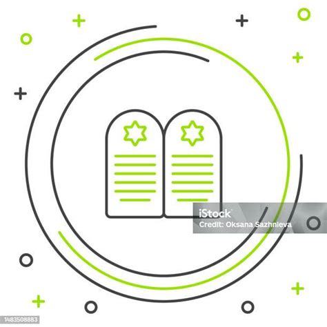 흰색 배경에 고립 된 데이비드 아이콘의 별과 라인 삭제 표시 유대인 의 무덤 돌 묘비 아이콘 다채로운 개요 개념 벡터 검은색에