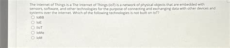 Solved The Internet Of Things Is A The Internet Of Things Chegg Com